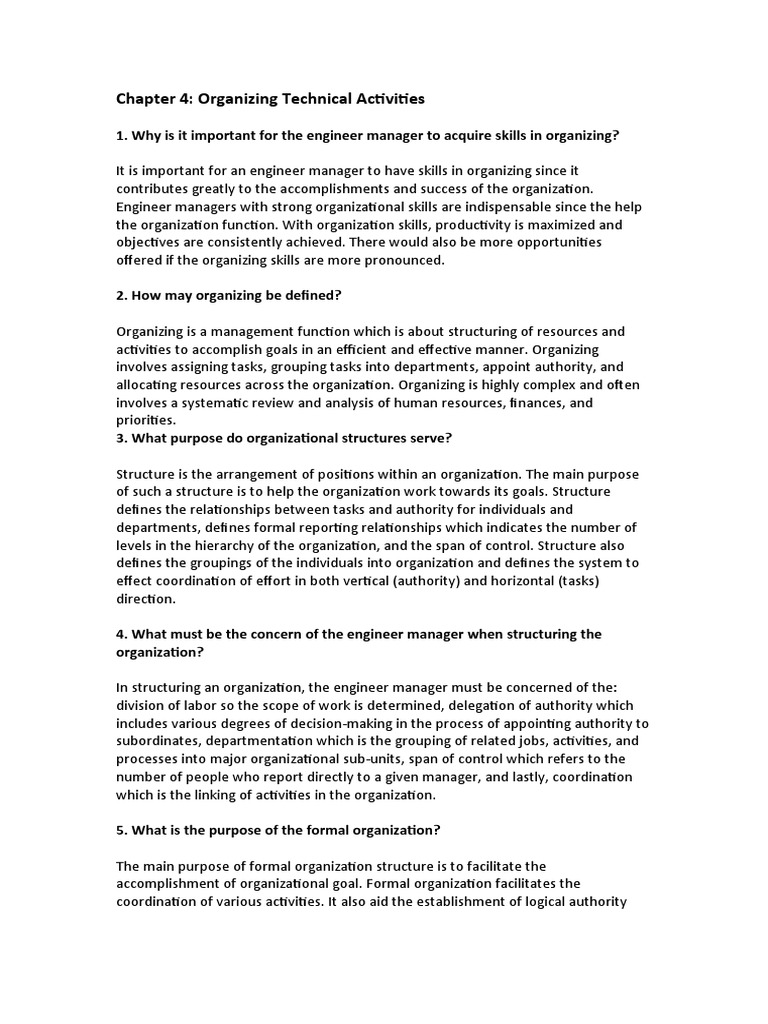 Chapter 4 - Organizing Technical Activities | PDF | Organizational Structure | Committee