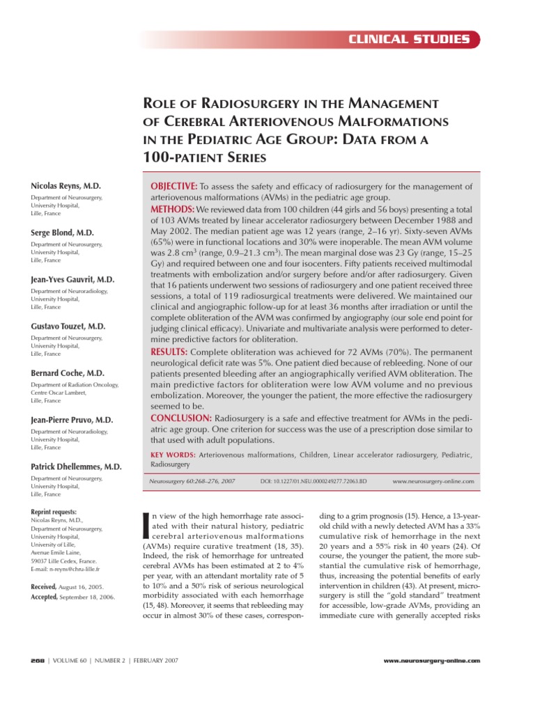 Avm Pediatric Lille Pdf Medical Specialties Clinical Medicine