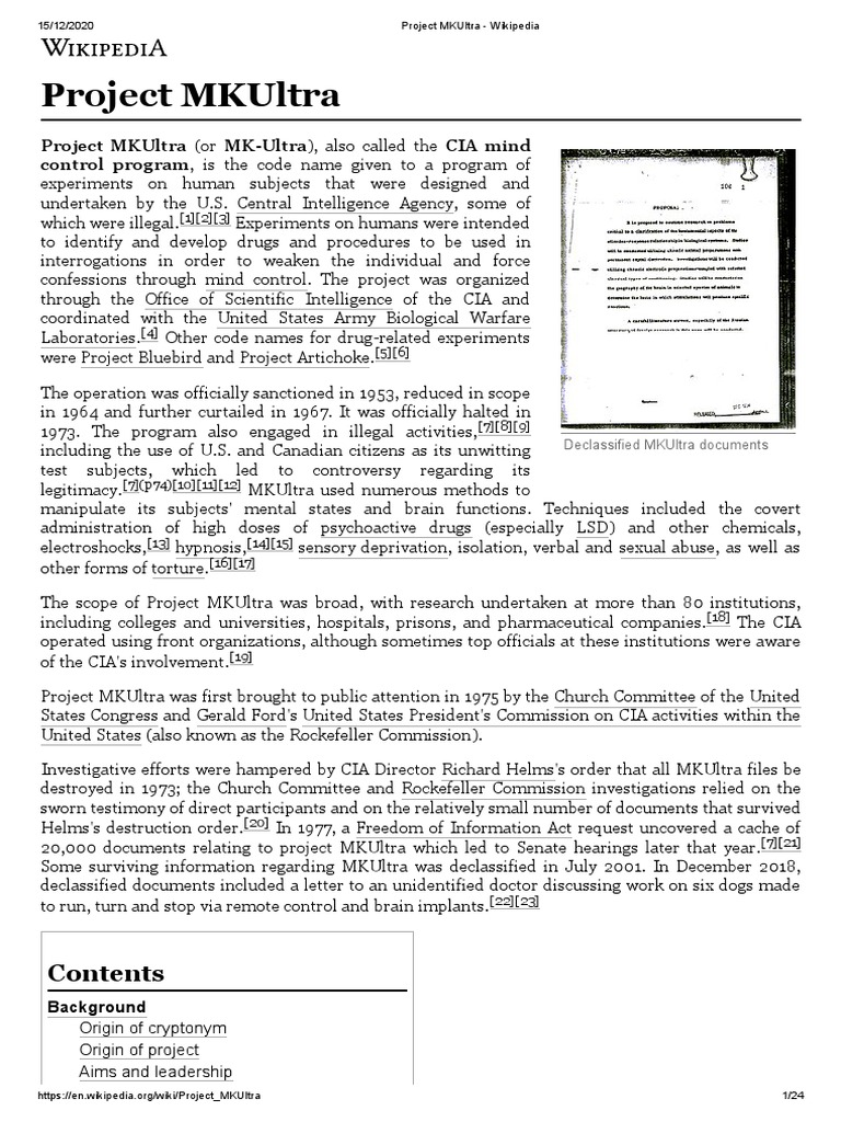1964 CIA EXRERIMENTS Project MKUltra | PDF | Violence | Crime Thriller
