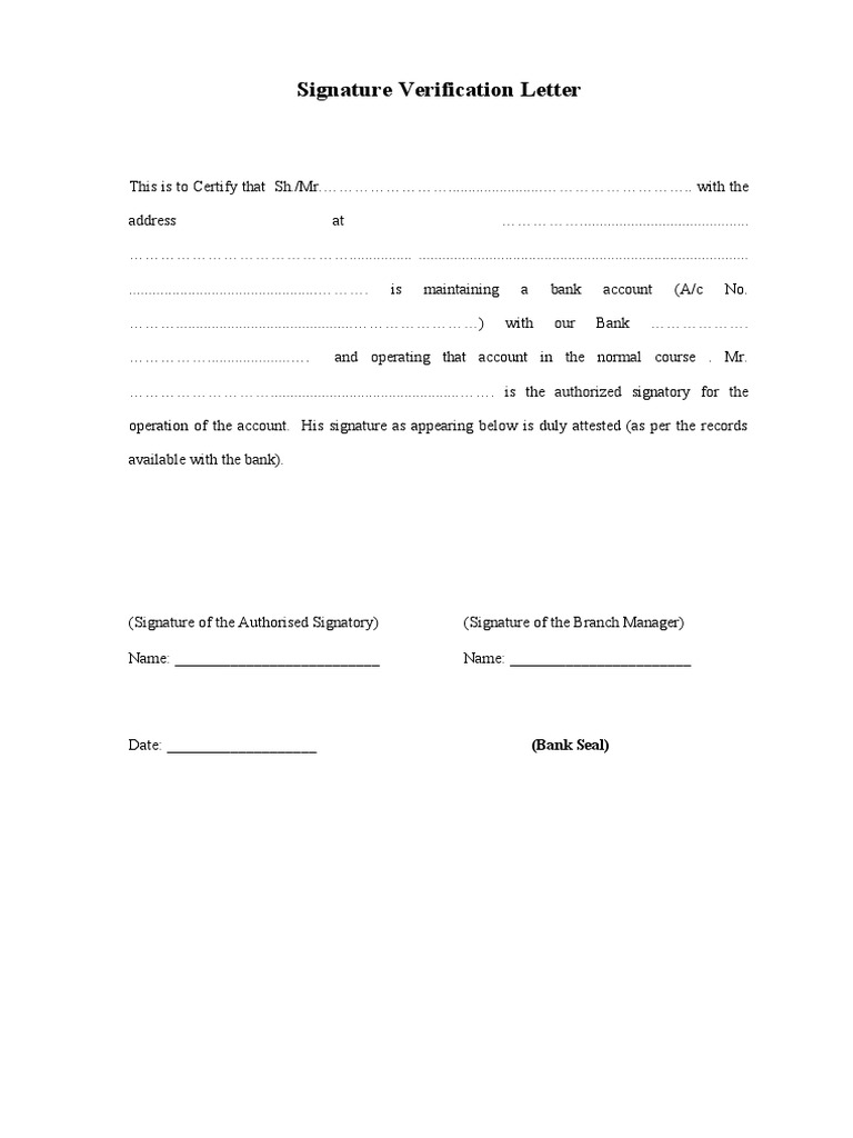 Signature Verification Letter | PDF