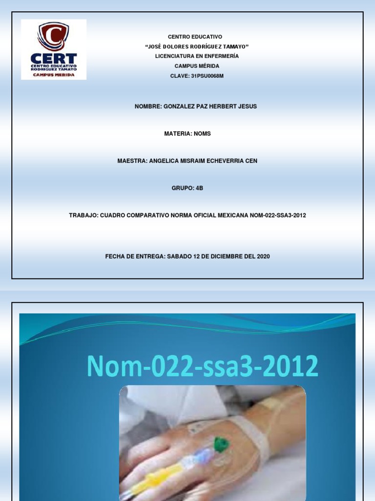 Nom 022 | PDF | Terapia intravenosa | Tratamientos médicos