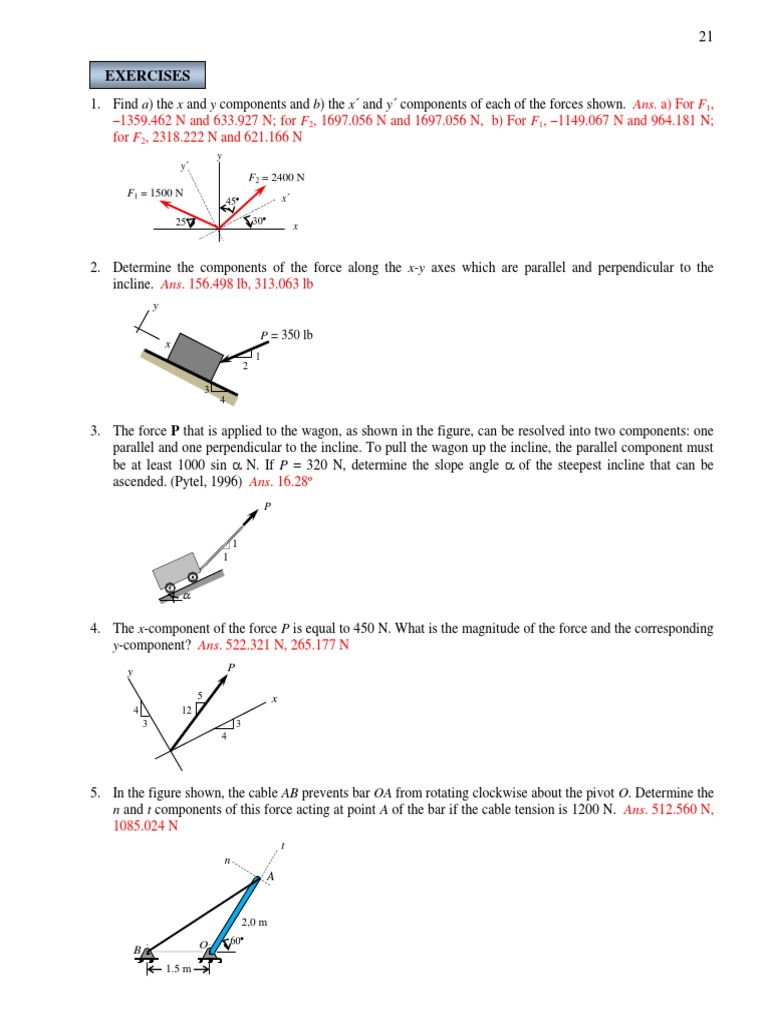 SAMPLE PROBLEMS Finding Rectangular Components of A Force | PDF ...