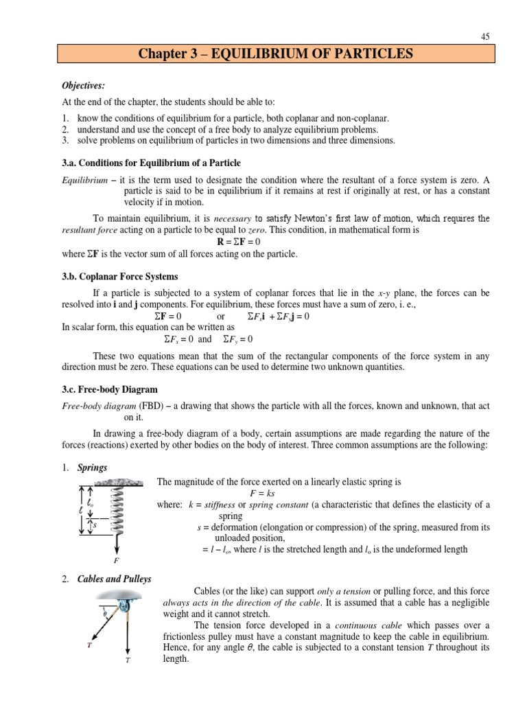 Chapter 3 - Equilibrium of Particles: Objectives | Download Free PDF | Force | Euclidean Vector