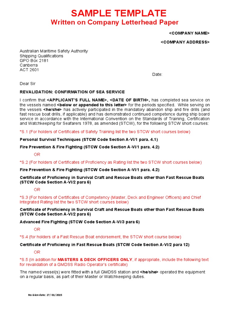 Sample Template: Written On Company Letterhead Paper | PDF | Sailor ...