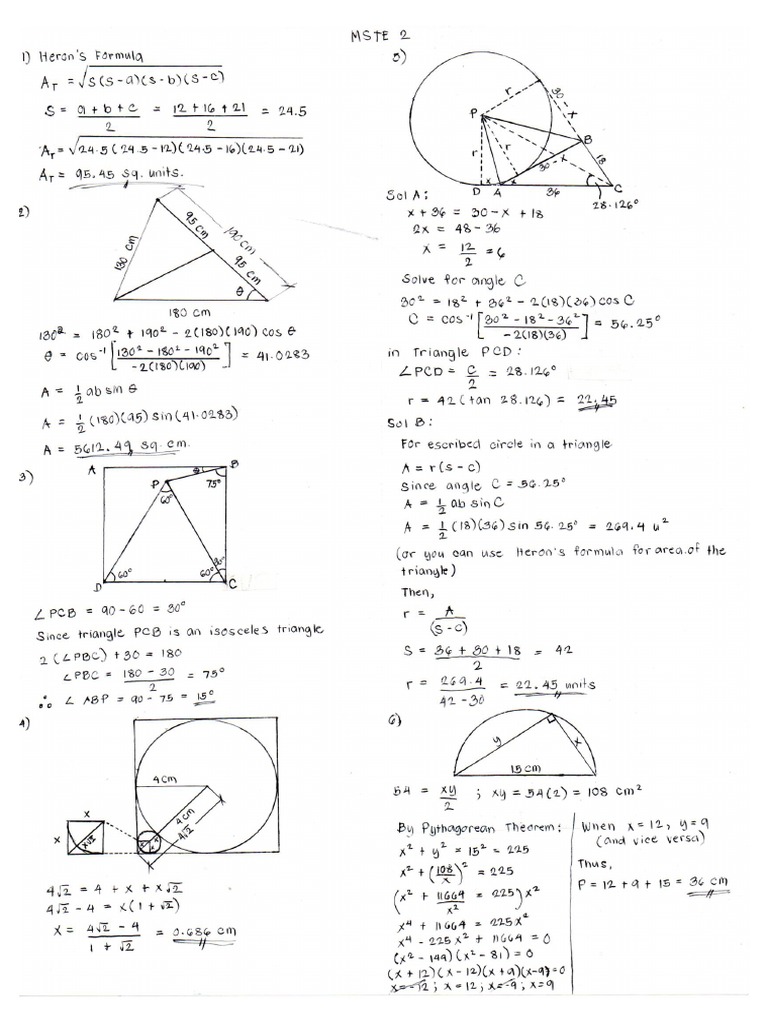 Mste 2 - Plane, Solid and Analytic Geometry (Solution) | PDF