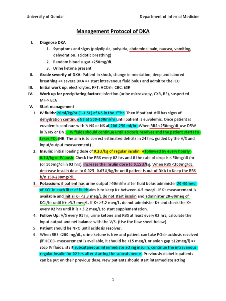 DKA Management for Medical Staff | PDF | Disorders Of Endocrine ...