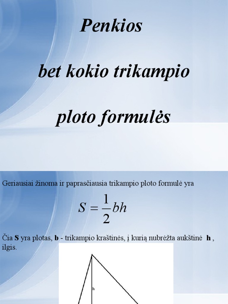 Trikampio ploto formulės | PDF