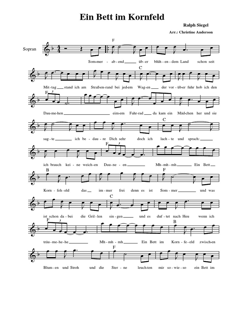 Ein Bett Im Kornfeld Lead Sheet | PDF