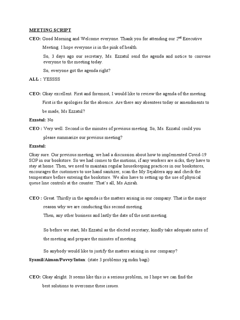 Meeting Script | PDF
