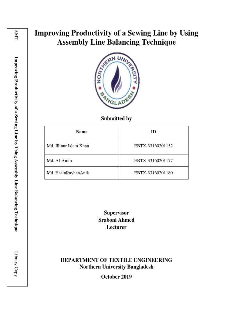 Improving Productivity of A Sewing Line by Using Assembly Line ...