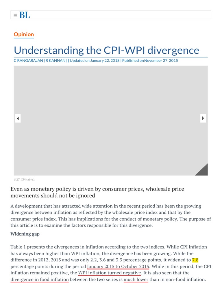 CPI WPI Divergence | PDF CPI WPI Divergence | PDF