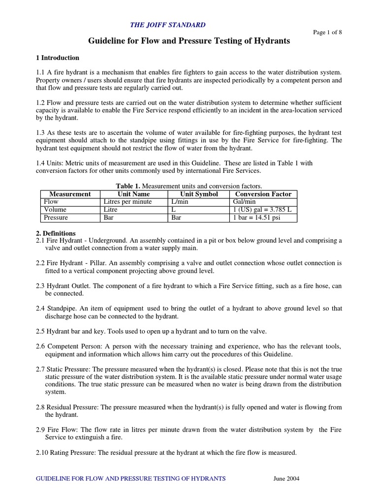 Guideline For Flow and Pressure Testing of Hydrants: The Joiff Standard ...