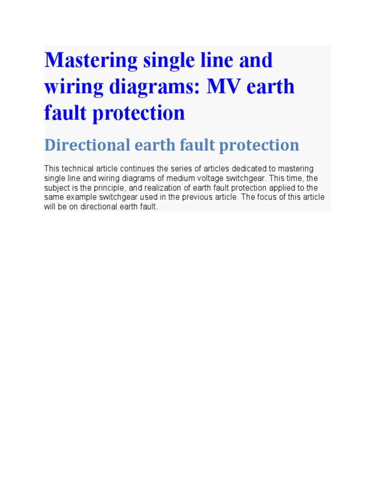 Mastering Single Line and Wiring Diagrams MV Earth Fault Protection | PDF