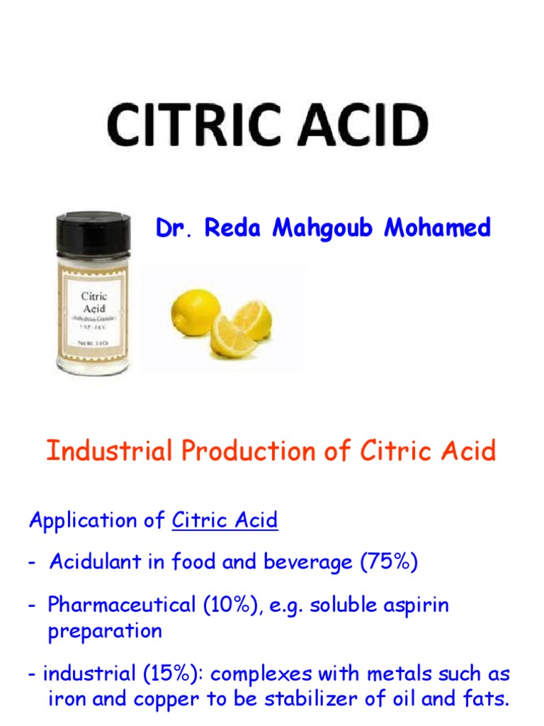 Industrial Citric Acid Production Process | PDF | Fermentation | Materials