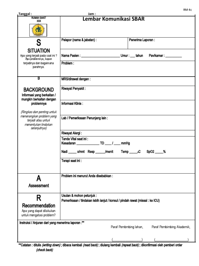 Lembar Komunikasi SBAR | PDF