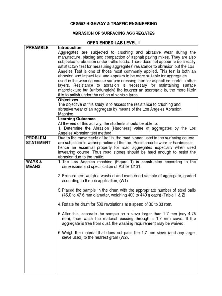 OEL CEG552 Level 1 Aggregate Strength Test - Los Angeles Abrasion Test ...