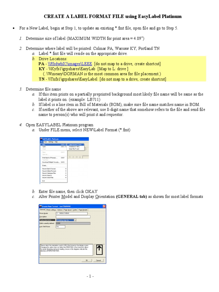 Create A Label Format File Using Easylabel Platinum | Download Free PDF ...