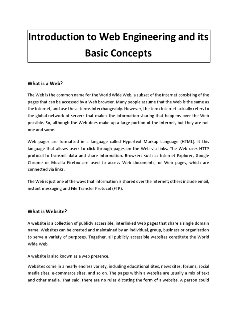 Introduction To Web Engineering and Its Basic Concepts | PDF | Dynamic ...