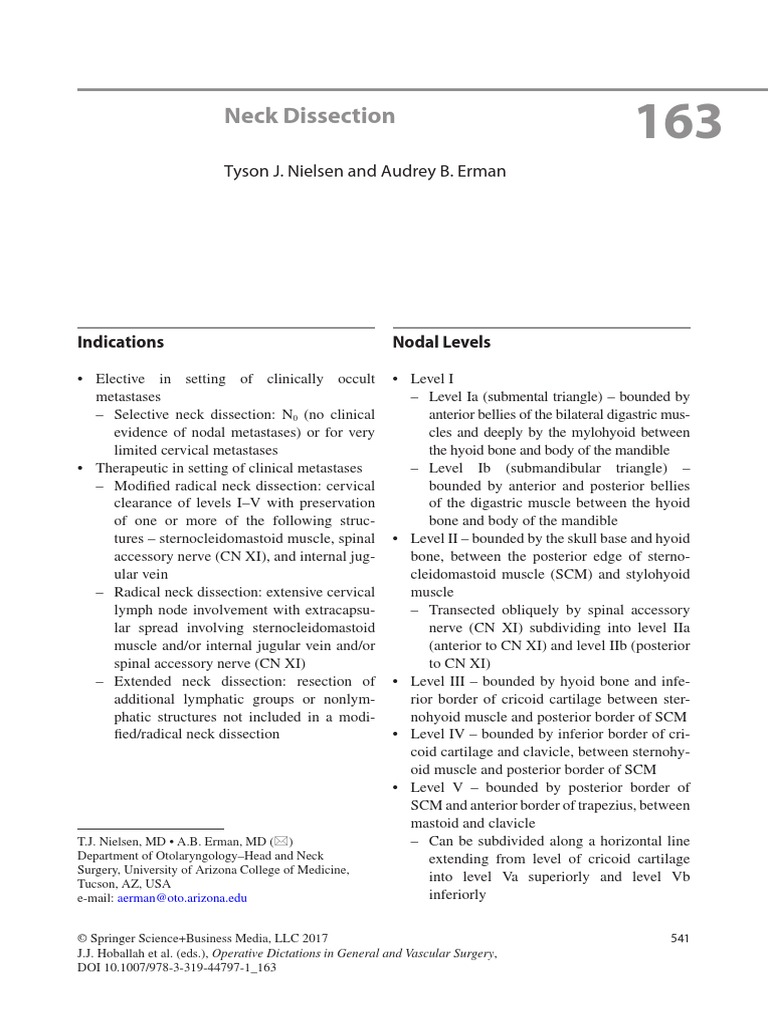 Neck Dissection: Tyson J. Nielsen and Audrey B. Erman | PDF | Neck ...