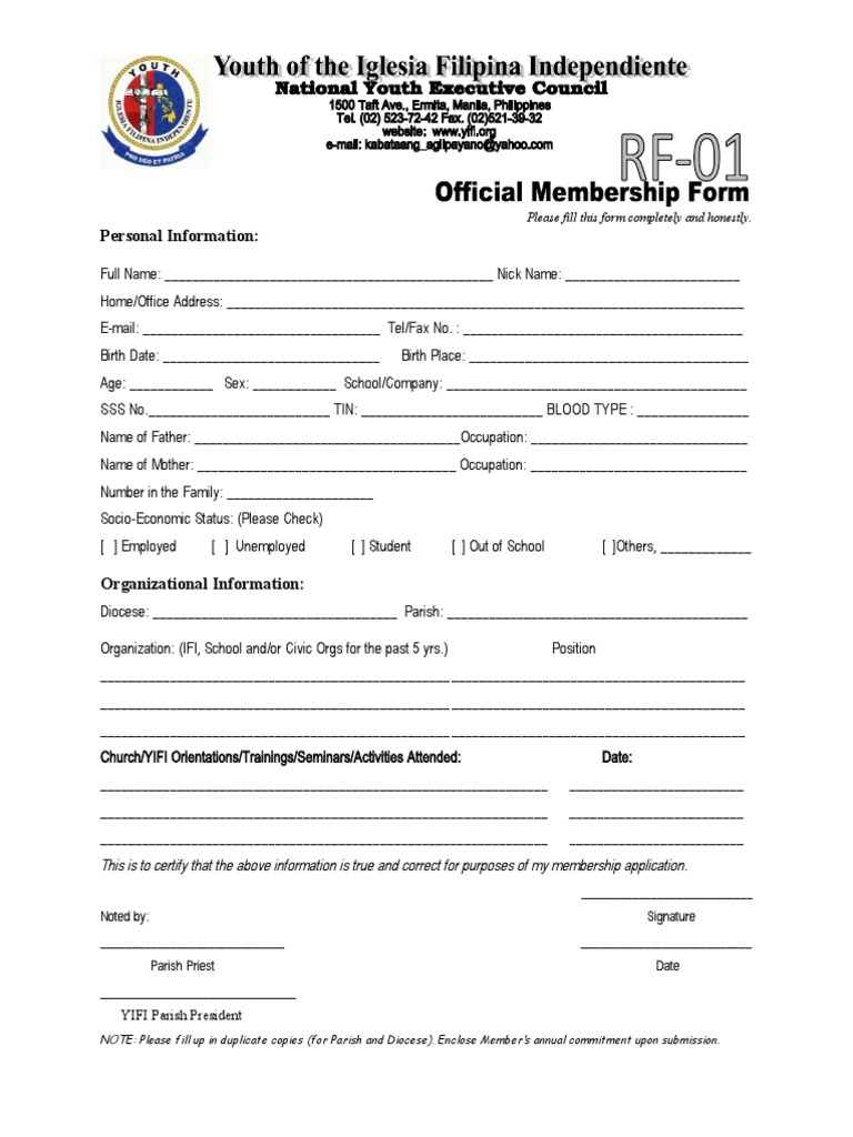 Membership-Form RF01 | PDF