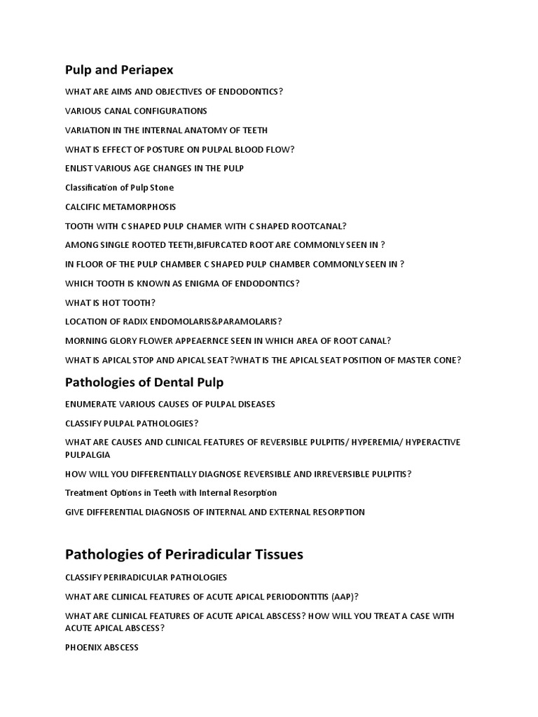 Pulp and Periapex: Pathologies of Periradicular Tissues | PDF ...