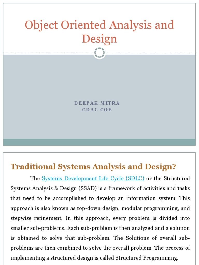 Object Oriented Analysis and Design | PDF | Object Oriented Programming | Object (Computer Science)