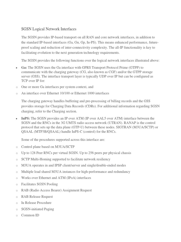 SGSN Logical Interfaces | PDF | Communications Protocols | Computer Network
