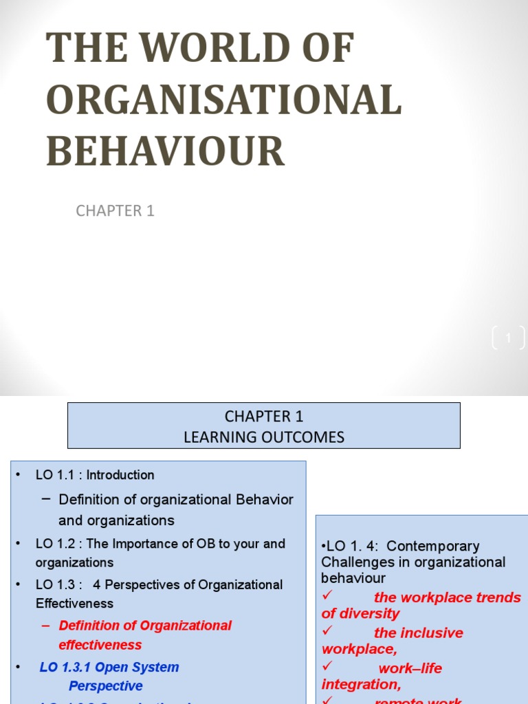 Chapter 1 - Introduction To Organizational Behaviour - Revised | PDF | Behavior | Organizational ...