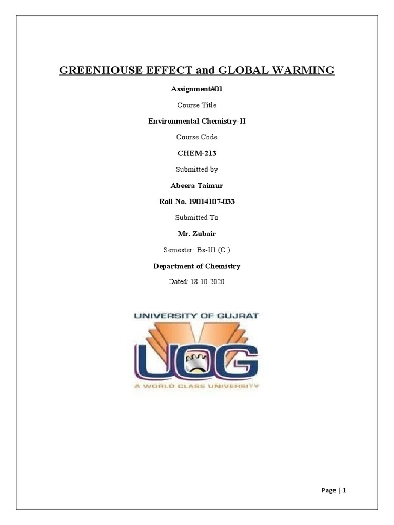 Greenhouse Effect and Global Warming: Assignment#01 | PDF | Greenhouse ...