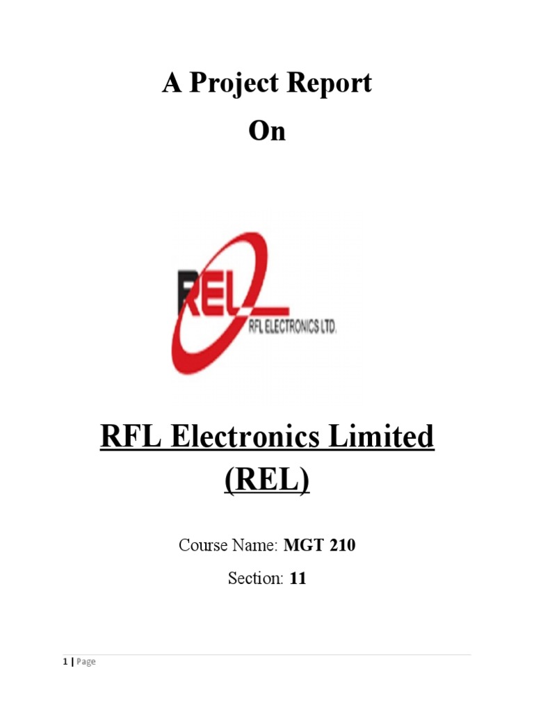 A Project Report On: RFL Electronics Limited (REL) | PDF | Goal ...