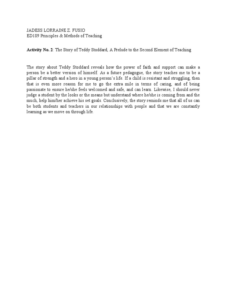 Activity 2 - The Story of Teddy Stoddard | PDF