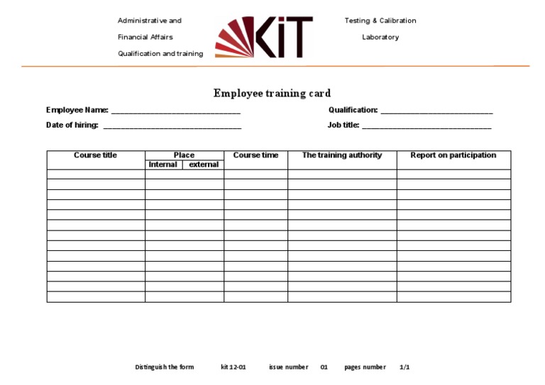 Employee Training Card | PDF