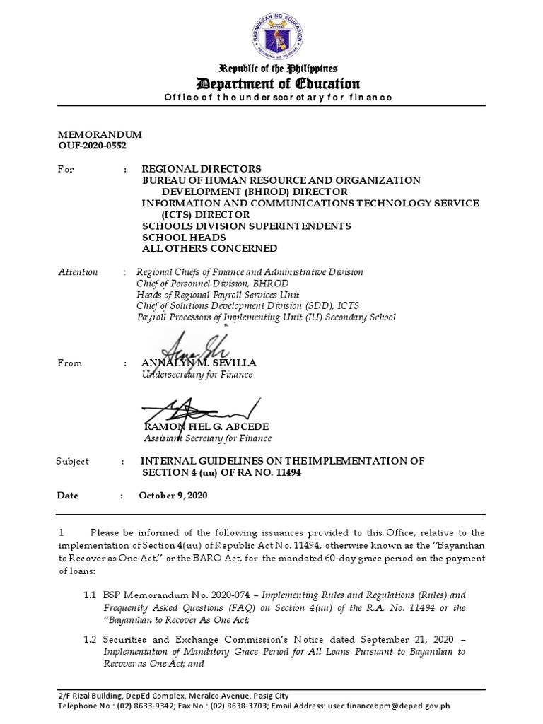 INTERNAL GUIDELINES - Bayanihan Act 2 PDF | PDF | Loans | Interest