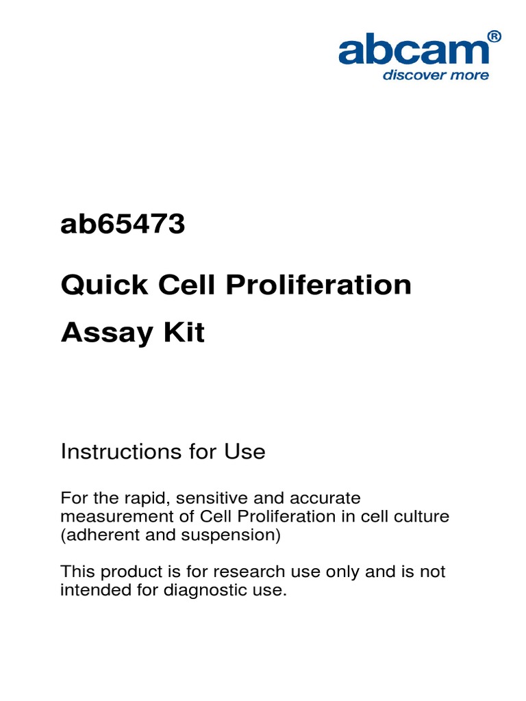 Ab65473 Quick Cell Proliferation Assay Kit (Website) | PDF | Scientific ...