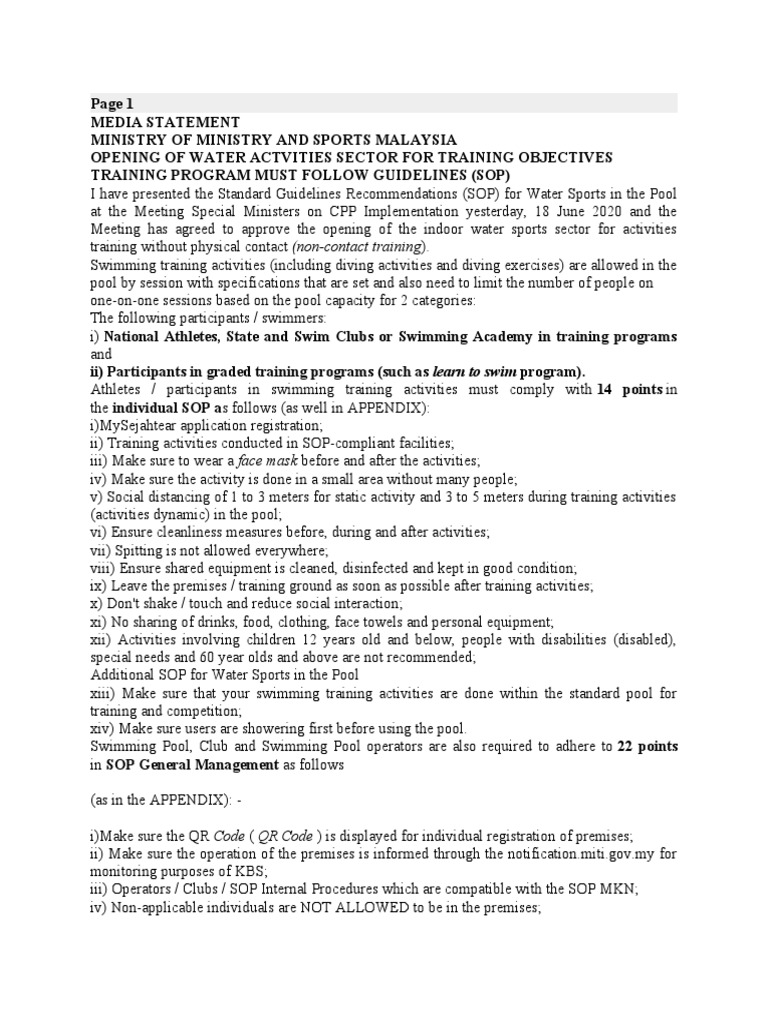 Sop Pool Pdf Swimming Sport Swimming