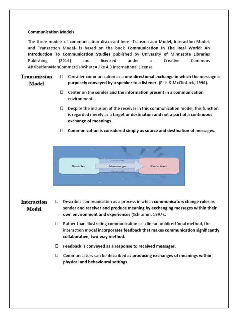 Communication Models | PDF | Cybernetics | Communication