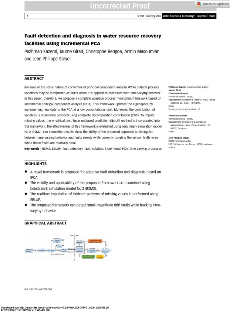 Fault Detection and Diagnosis in Water Resource Recovery Facilities ...