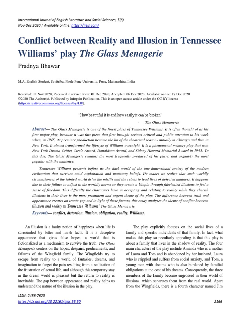 Conflict Between Reality and Illusion in Tennessee Williams' Play The ...