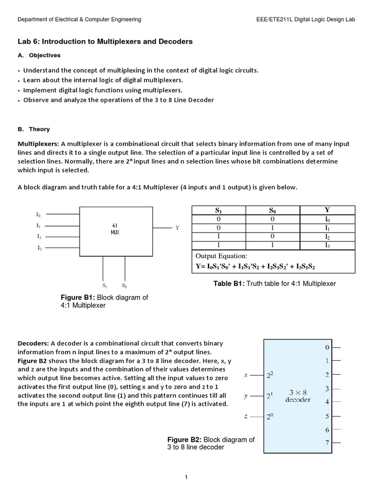 Lab 6 Mux and Decoder | PDF | Logic Gate | Electrical Circuits