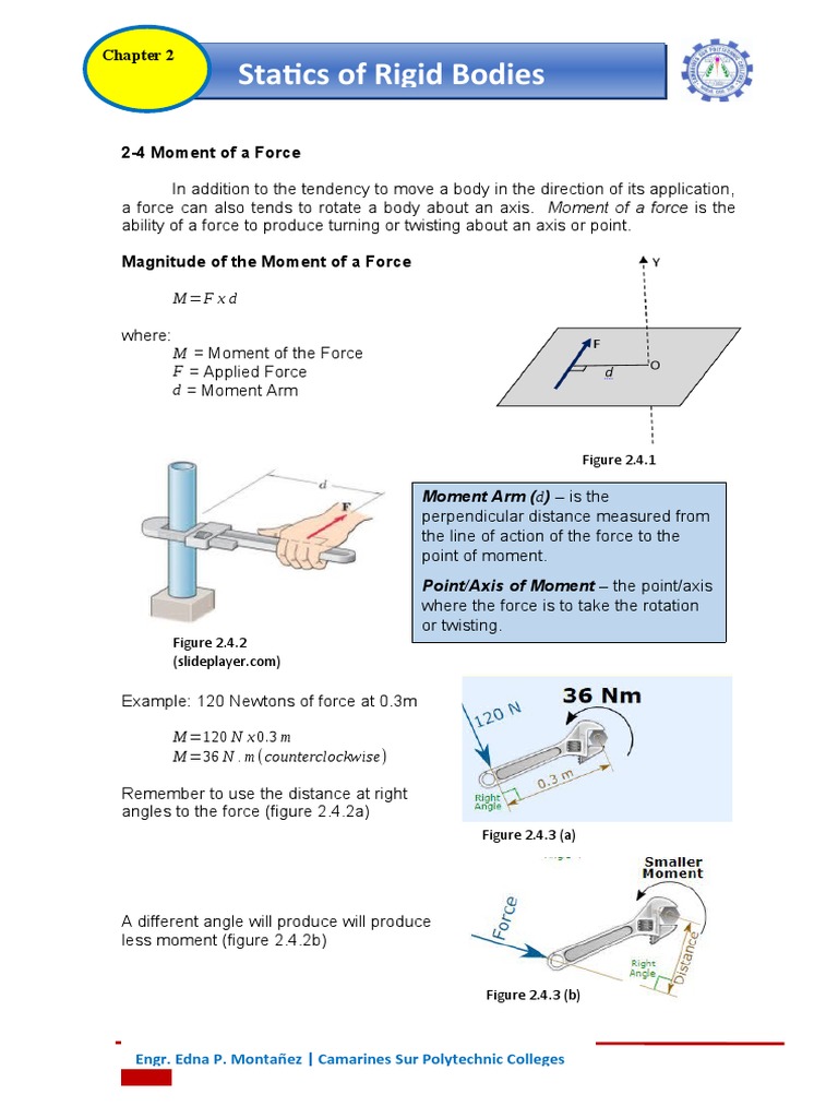 Module 4 (Moment of A Force) | PDF | Torque | Rotation Around A Fixed Axis