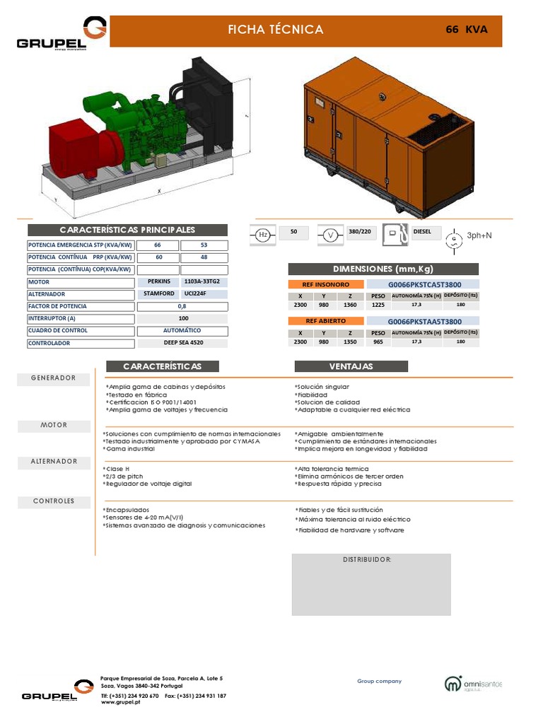 Generador Diésel Grupel 66KVA | PDF | Cantidades fisicas | Ingeniería ...