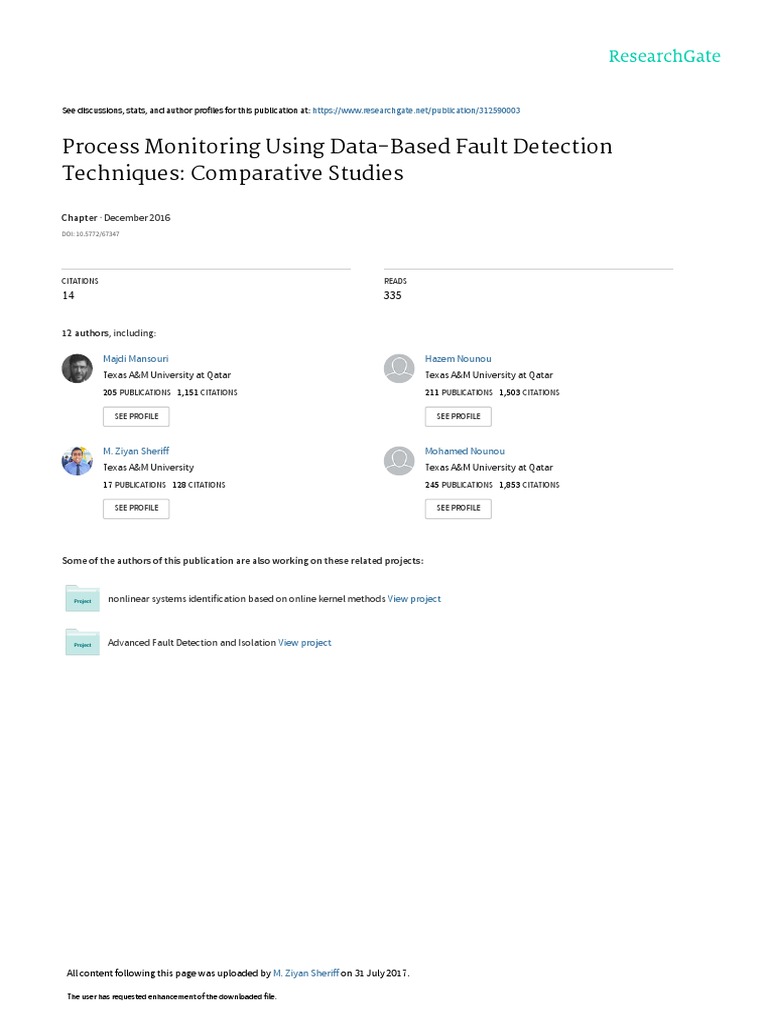 Process Monitoring Using Data Based Fault Detectio Pdf Pdf Principal Component Analysis
