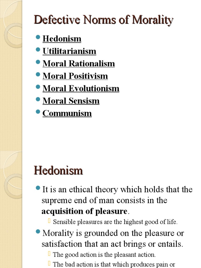 Lesson 8.defective Norms of Morality | PDF | Utilitarianism | Happiness