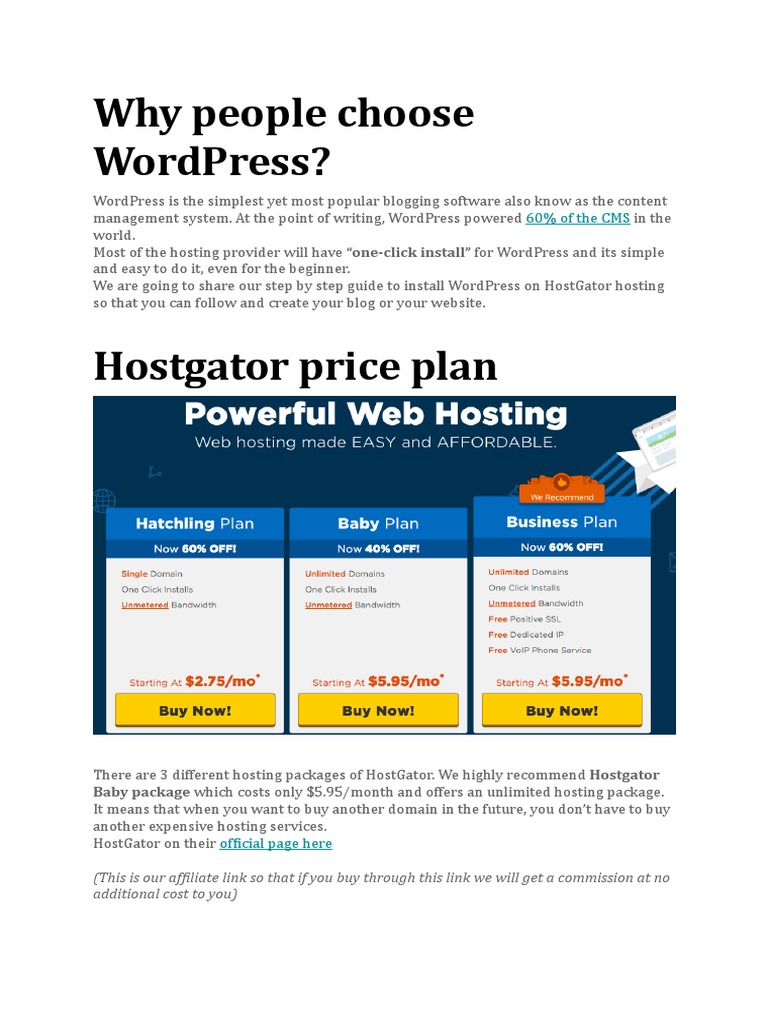 Hostgator Installation Guide | PDF | Word Press | Cyberspace
