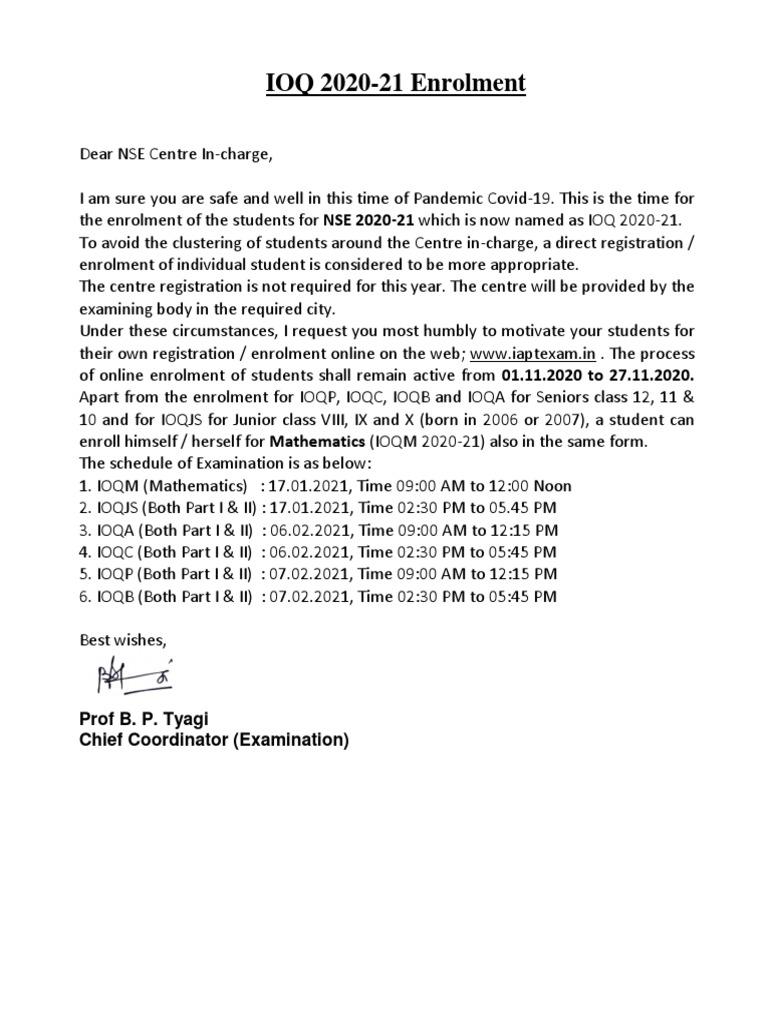 Ioq 2020 21 Enrolment