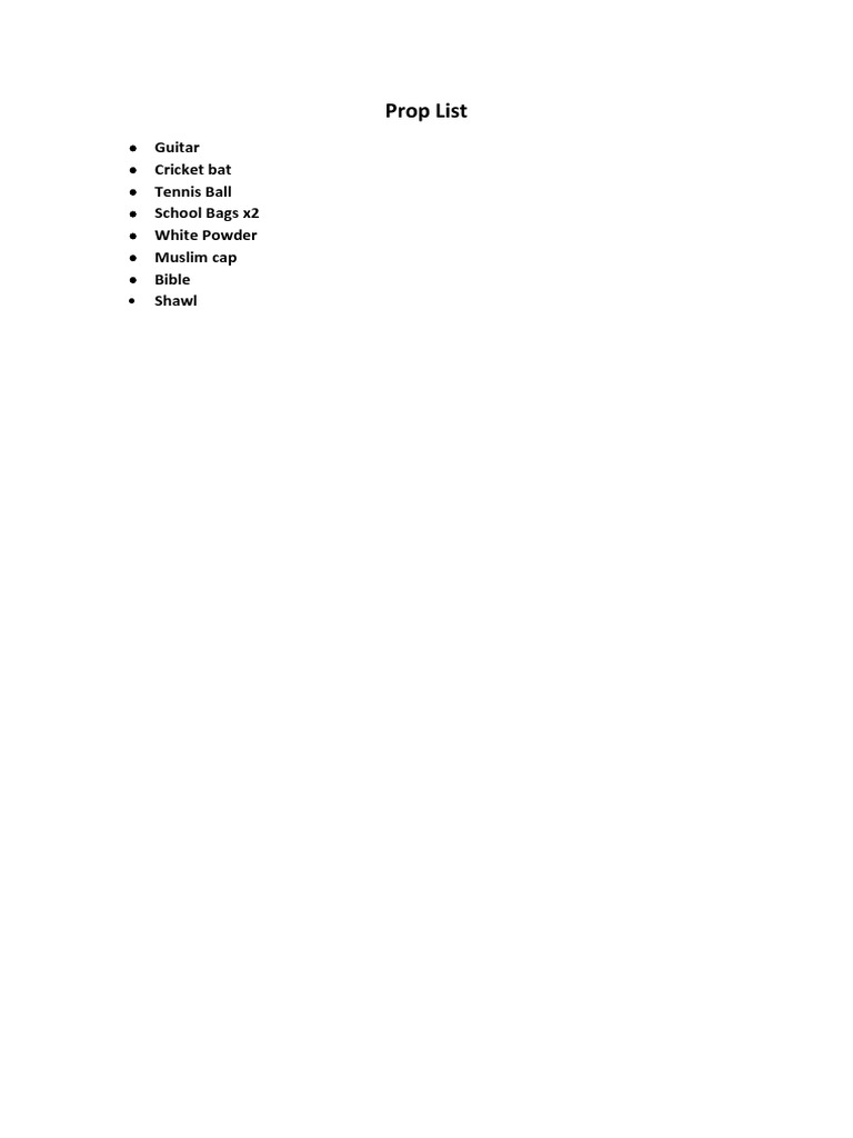 Prop List | PDF