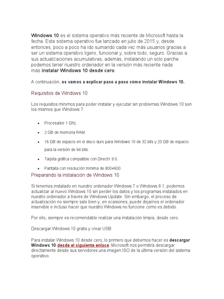 Manual de Instalación Windows 10 | PDF | Windows 10 | Arranque