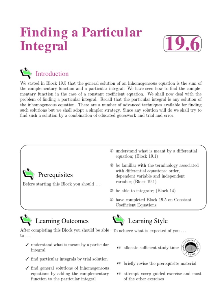 Particular Integral | PDF | Ordinary Differential Equation ...