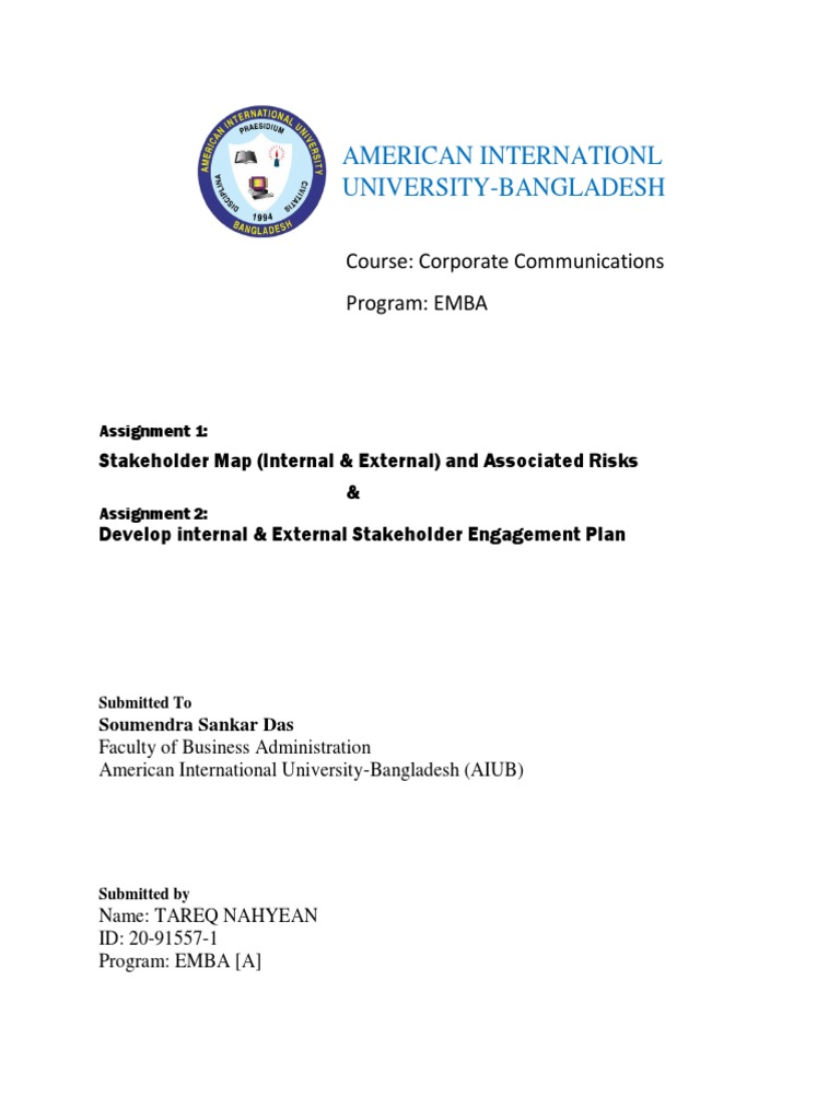 Stakeholder Engagement & Risk Analysis | PDF | Stakeholder (Corporate ...