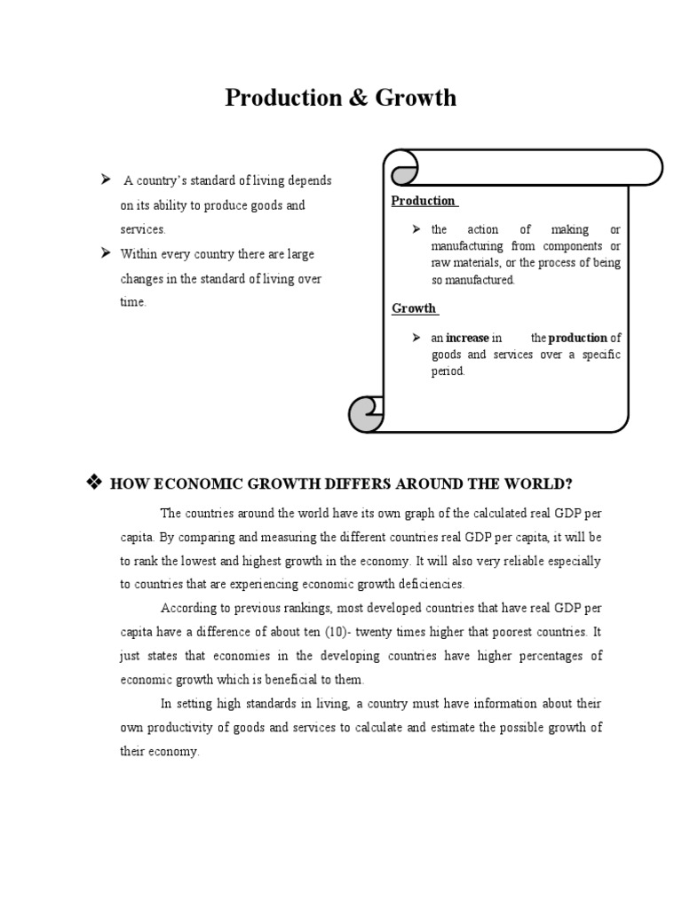 Production & Growth: How Economic Growth Differs Around The World ...